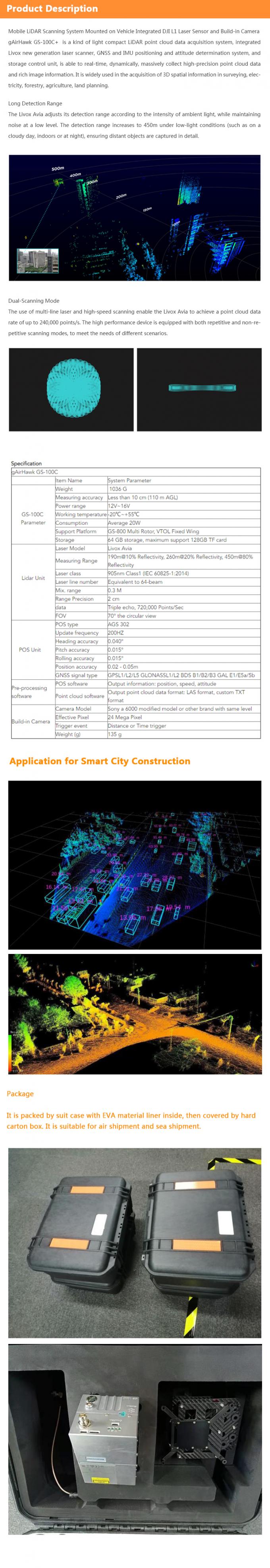 UAV LiDAR Scanning System Geosun GS-100C+ Livox Avia Topographic ...